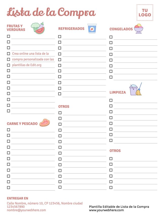 Plantillas de Lista de Compra para negocios