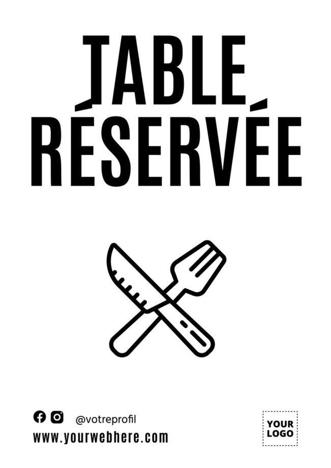 Personnalisez les panneaux de réservation de tables imprimables