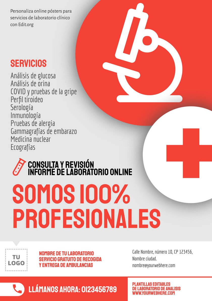 Pósters para Laboratorio de Diagnóstico editables