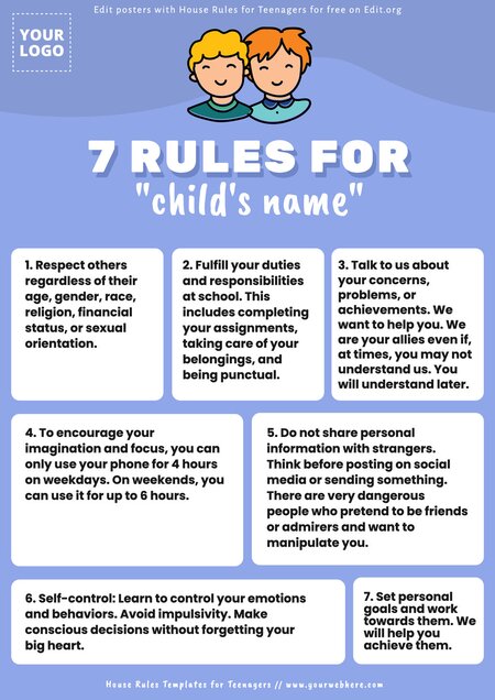 Create Posters with Rules for Teenagers at Home