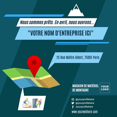 Affiches pour magasins de vêtements et d'équipements de plein air