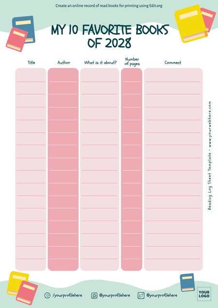 Printable Reading Log Sheet Templates