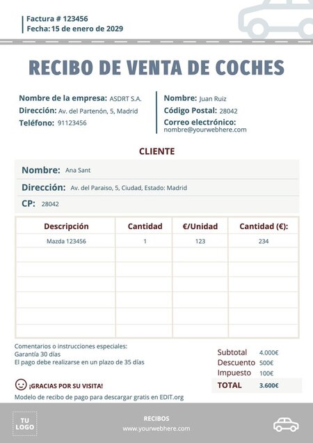 Plantillas de recibo de pago gratis