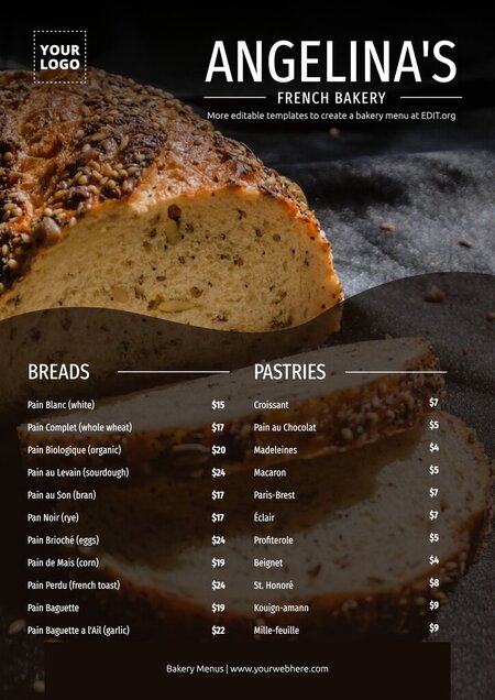 Free Bakery Menu Templates Online
