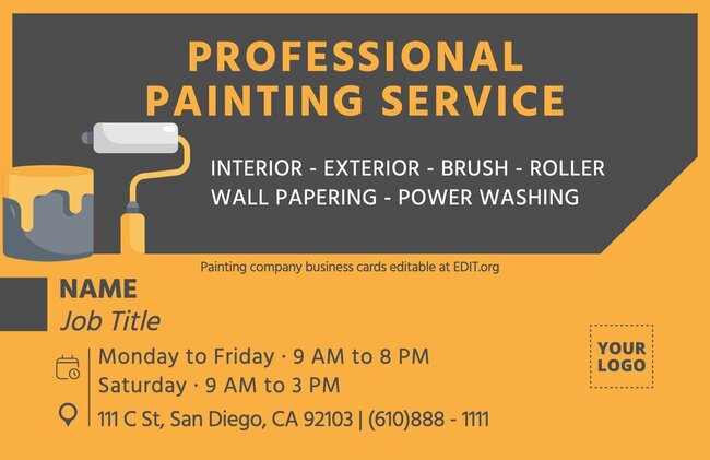 Professional painter business cards and flyers