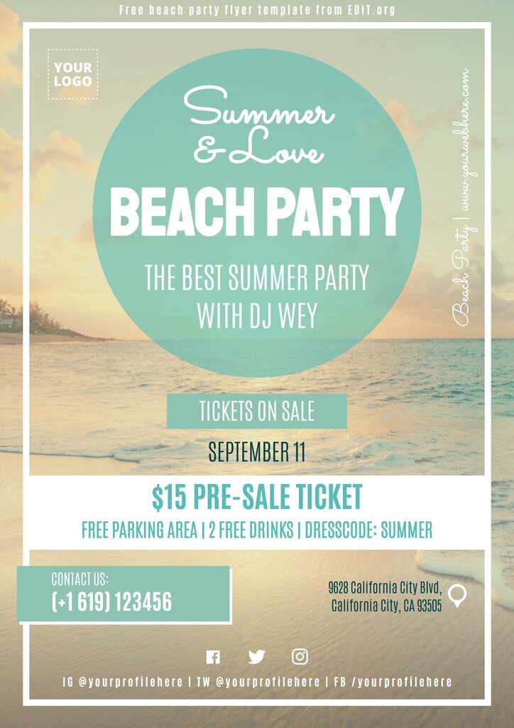 Customize Beach Party Flyer Templates