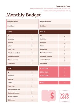 Free customizable budget templates