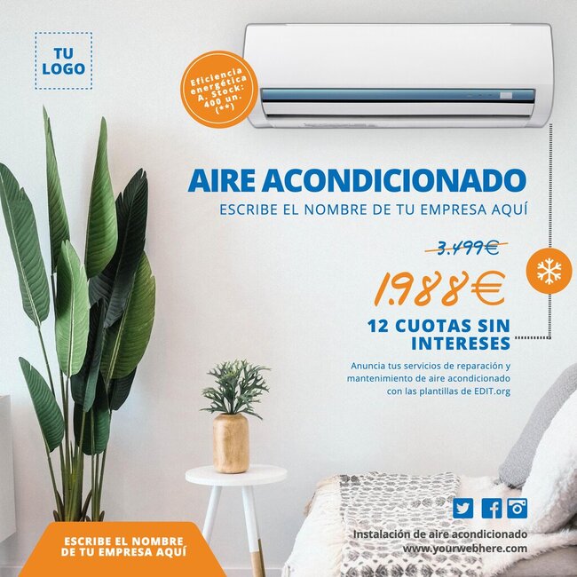 Crea folletos de Aire Acondicionado con plantillas online