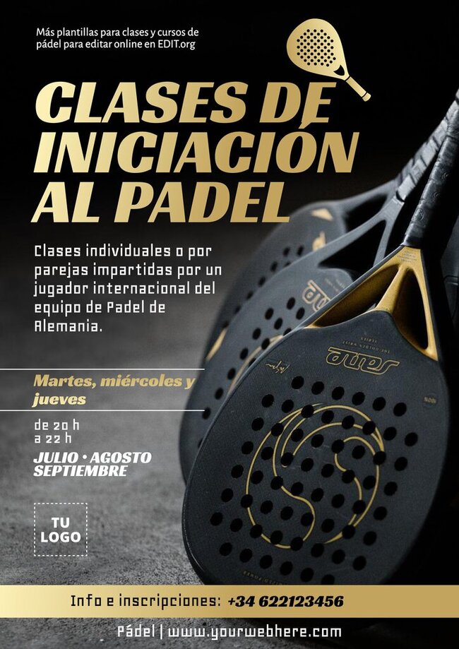 Carteles para clubs de Pádel editables gratis