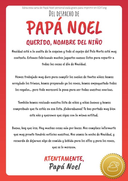 Plantillas de carteles y cartas para Papá Noel