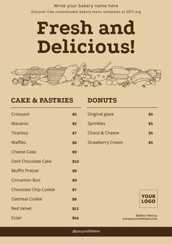 Free Bakery Menu Templates Online