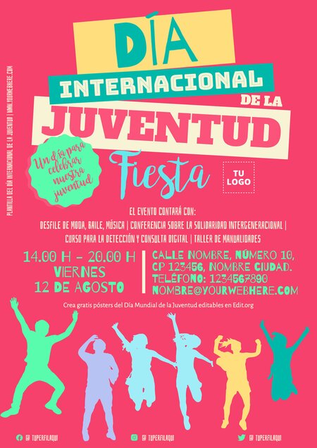 Pósters del Día Internacional de la Juventud editables