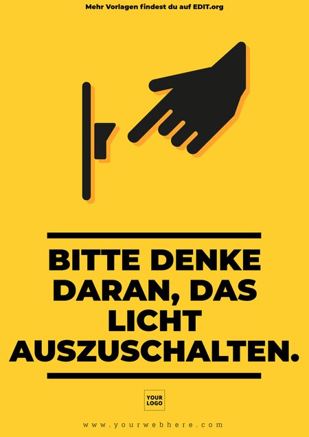 Kostenlose Vorlagen für Schalte das Licht aus Schilder