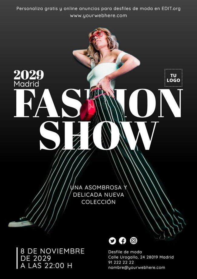 Flyers para Desfiles de Moda editables gratis
