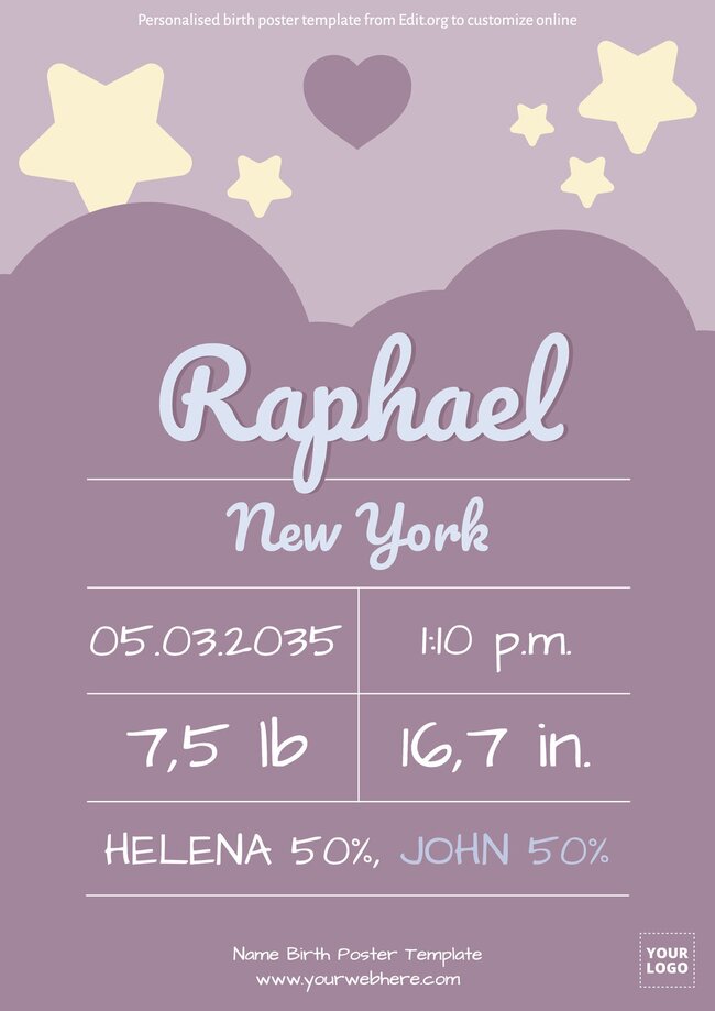 Create a custom Birth Poster online