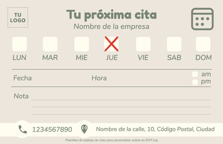 Edita una Tarjeta de Recordatorio de Cita