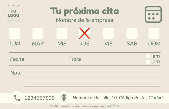 Edita una Tarjeta de Recordatorio de Cita Edita una Tarjeta de Recordatorio de Cita