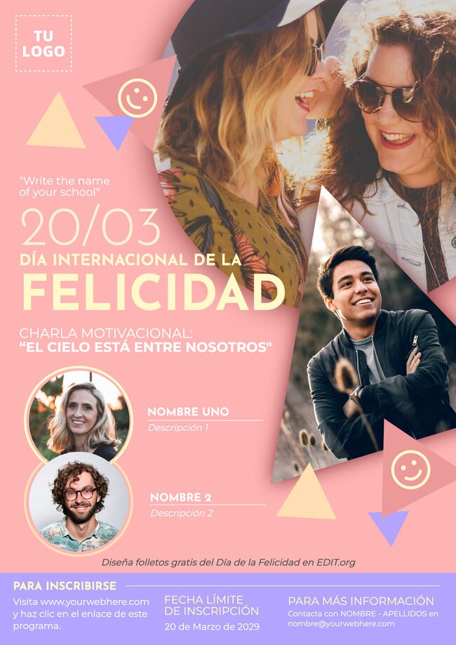 Carteles del Día Mundial de la Felicidad editables