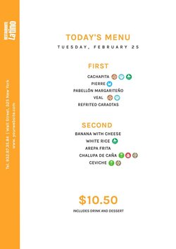 Templates of menus with allergens online editor