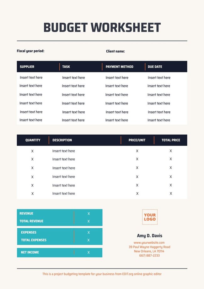 Free customizable budget templates