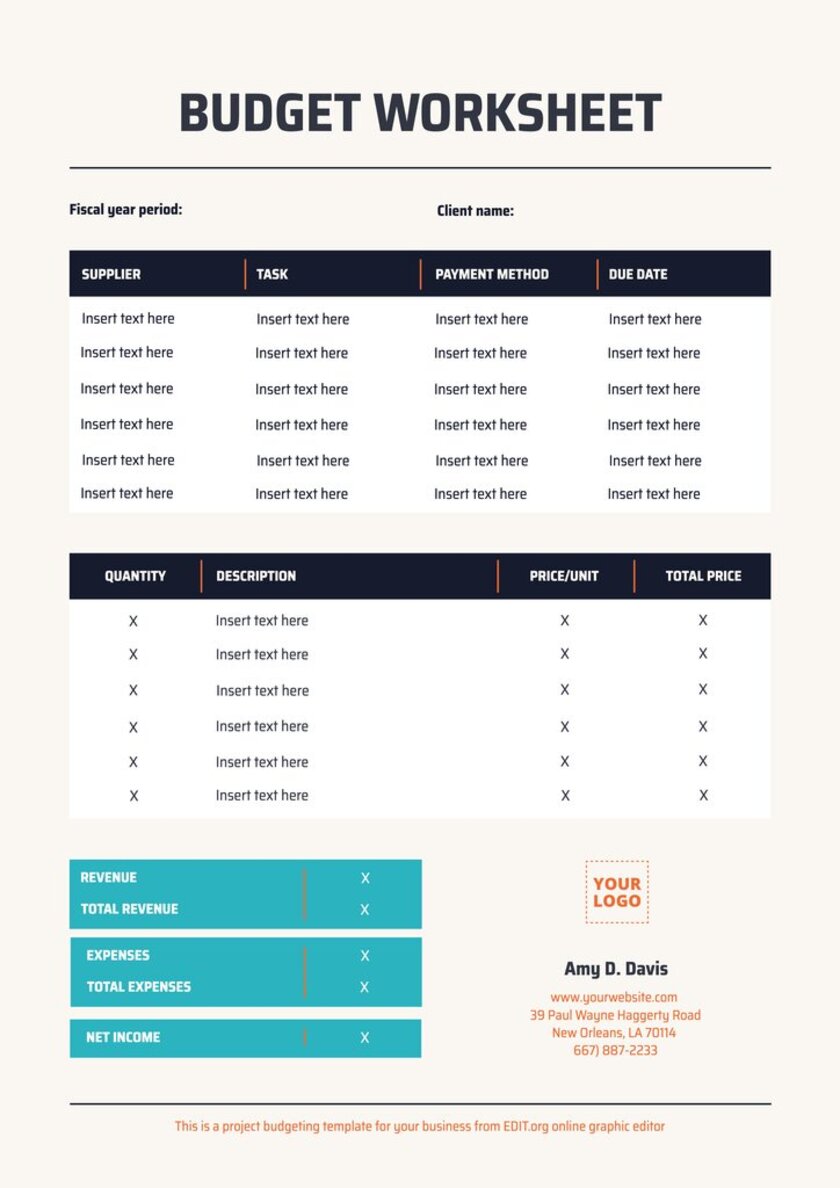Free Customizable Budget Templates