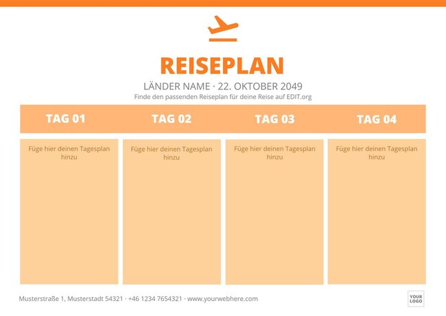 Kostenlose Vorlagen für Reisepläne zum Bearbeiten und Ausdrucken
