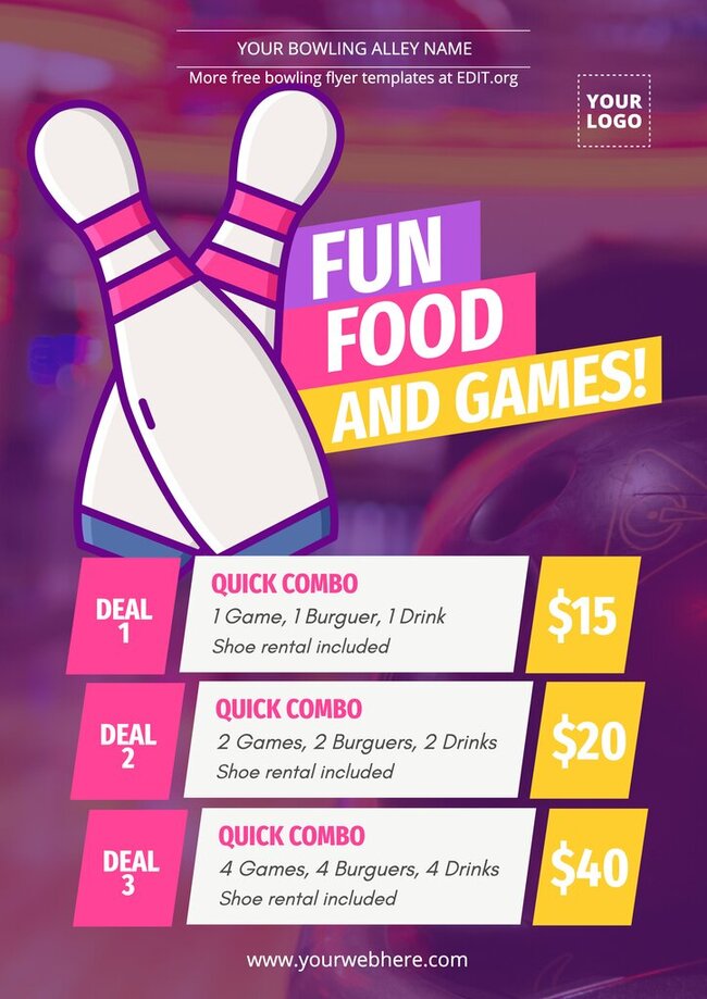 Design bowling invitations with free editable templates