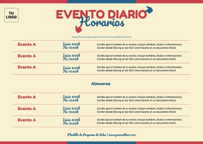 Edita plantillas para Programas de Eventos