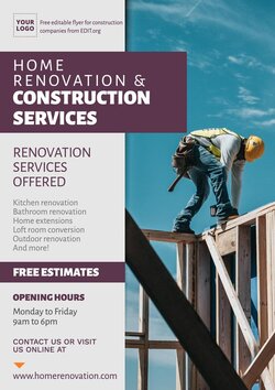 Free construction company poster and banner templates
