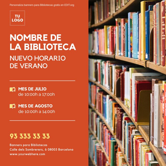 Diseña carteles de Bibliotecas con plantillas online