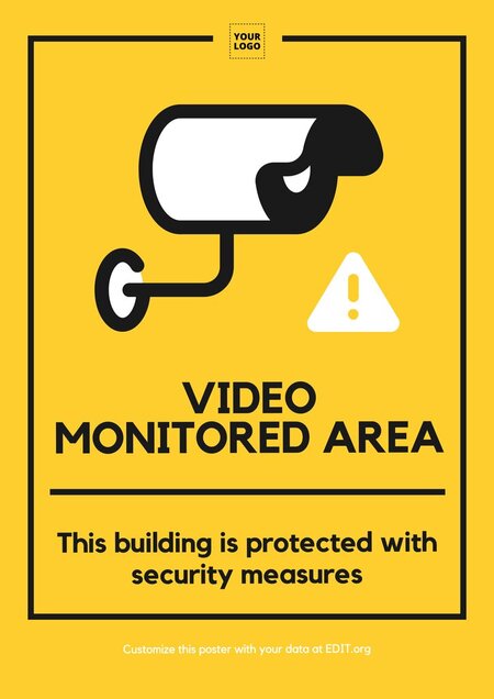 Signage of security cameras with video surveillance zone signs