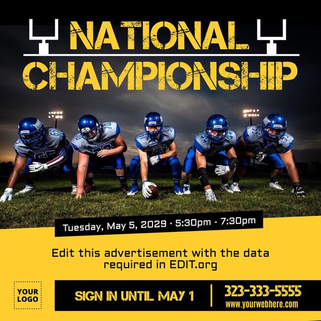 Create football invitations, banners, and posters online