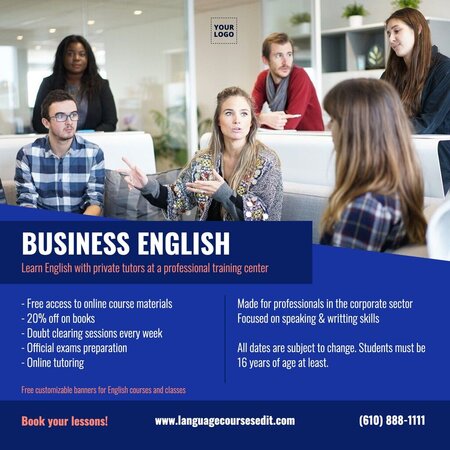 Designs for Language Classes and Courses Ads