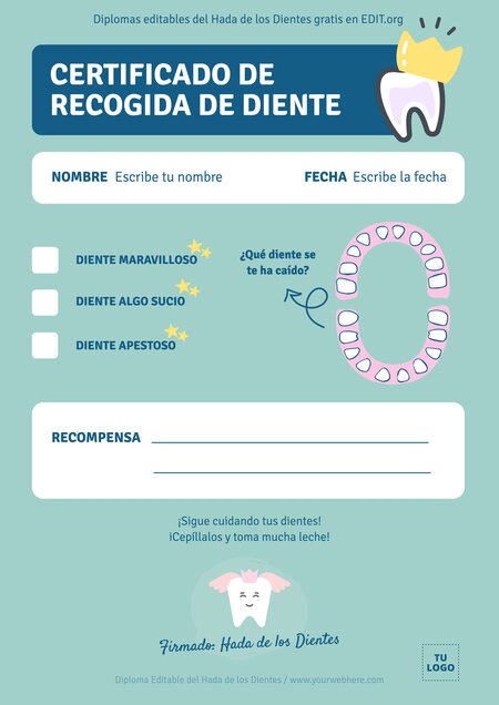 Diseña un certificado del Hada de los Dientes online
