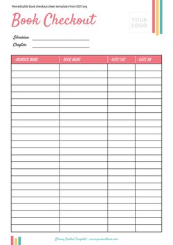 Printable Library Checkout Sheet Templates