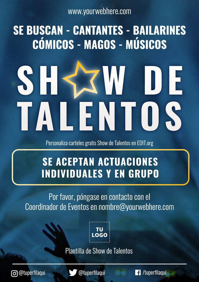 Diseña flyers de Show de Talentos con plantillas online