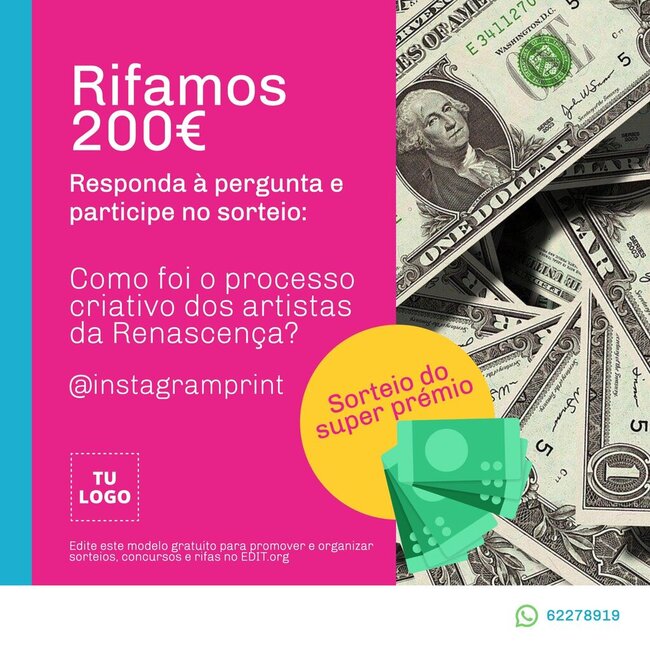 Modelos para sorteio editáveis online grátis