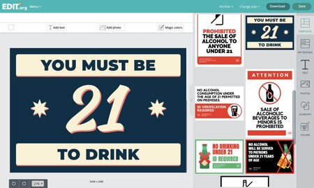 Editable Posters: Sale of Alcoholic Drinks to Minors is Prohibited