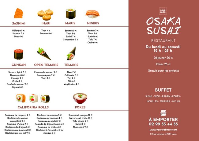 Créez gratuitement un design de menu japonais en ligne