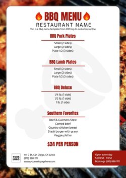 Free editable BBQ menu templates