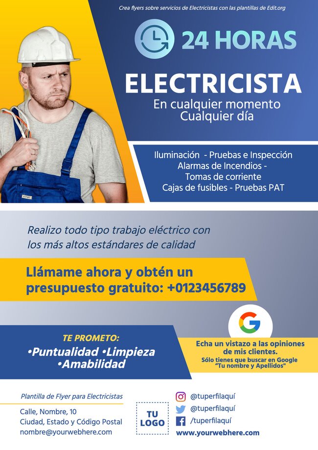 Plantillas para Electricistas editables online