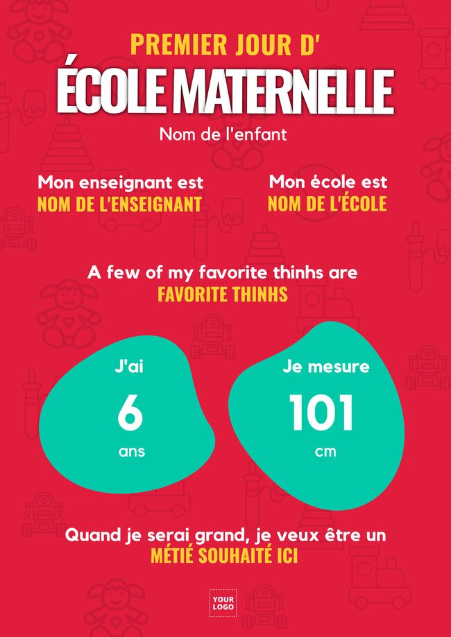 Modèles de premier jour d'école imprimables et modifiables