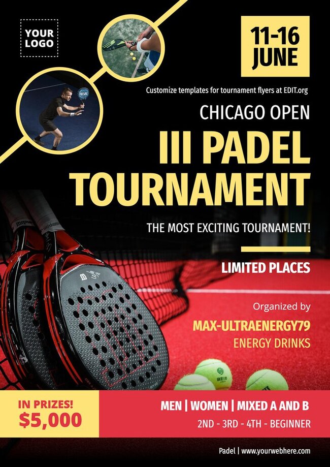 Padel Flyer Designs to Customize Online