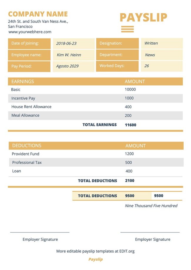 Free Pay Stub Templates to Edit