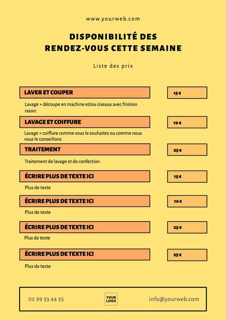 Modèles de liste de prix