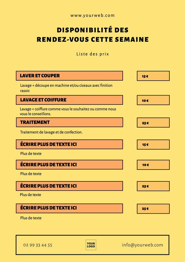Modèles de liste de prix