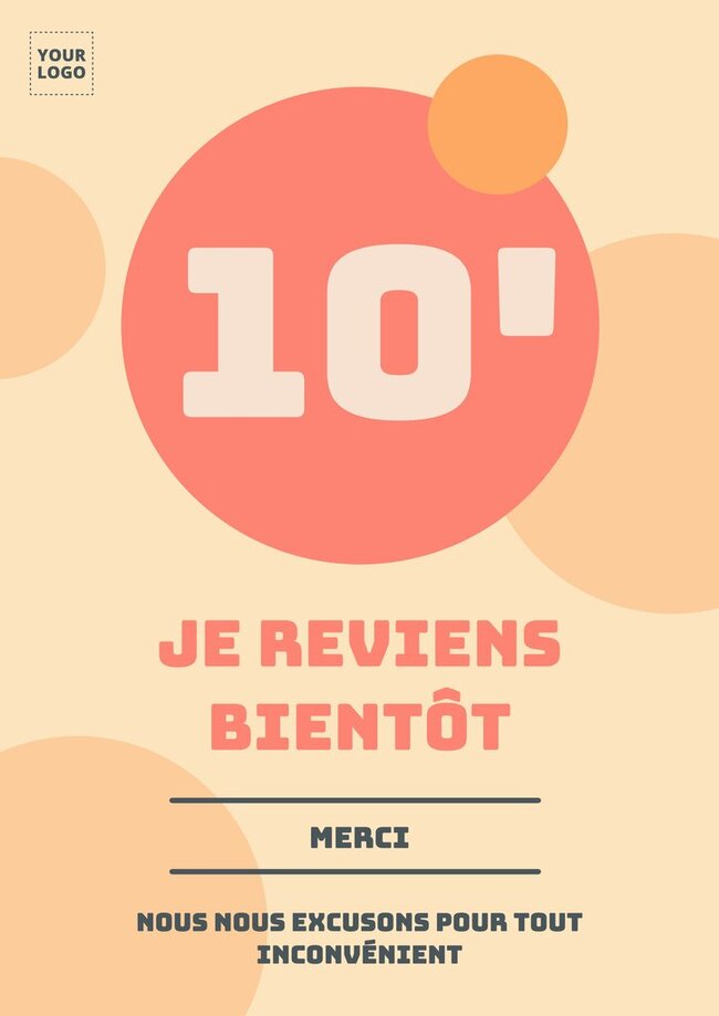 Modifier les modèles de panneaux gratuits Bientôt de retour dans 5 minutes