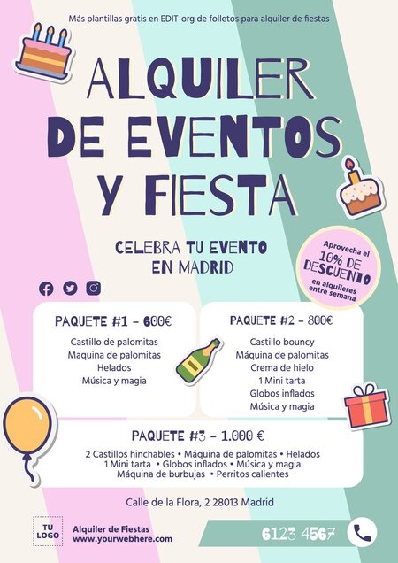 Flyers gratis de Alquiler de Salones de Eventos