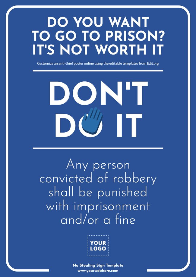 No Stealing Sign Templates for your Business