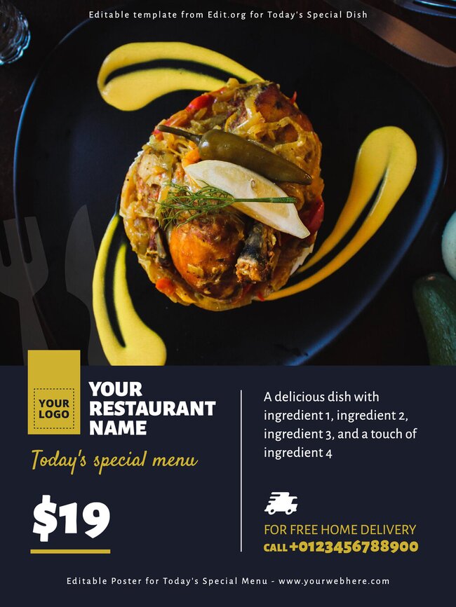 Today's Special Menu Templates for Restaurants